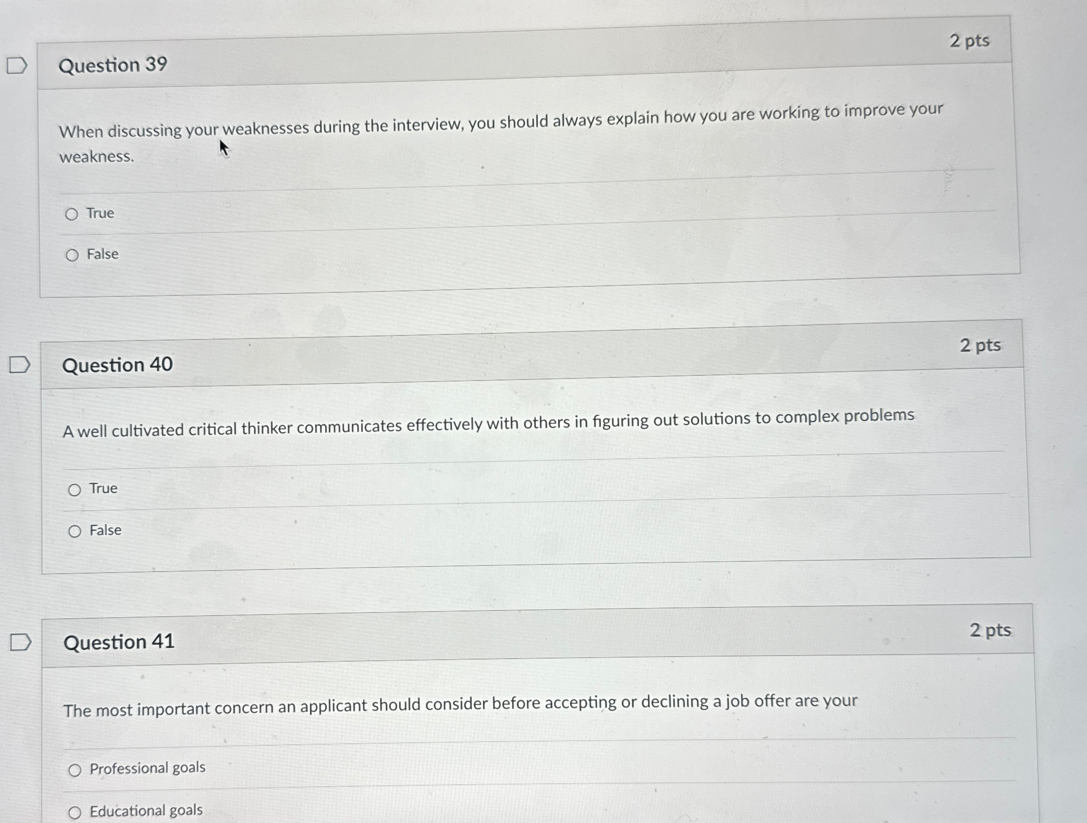 Solved Question 392 ﻿ptsWhen discussing your weaknesses | Chegg.com