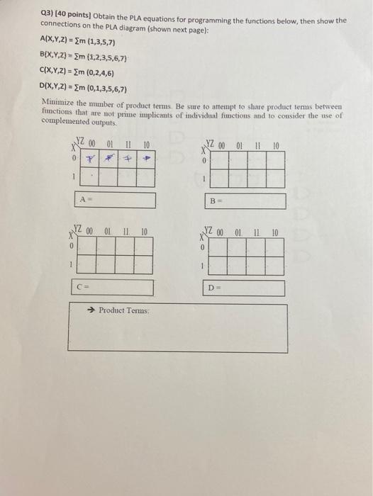 Solved Obtain the PLA equations for programming the | Chegg.com