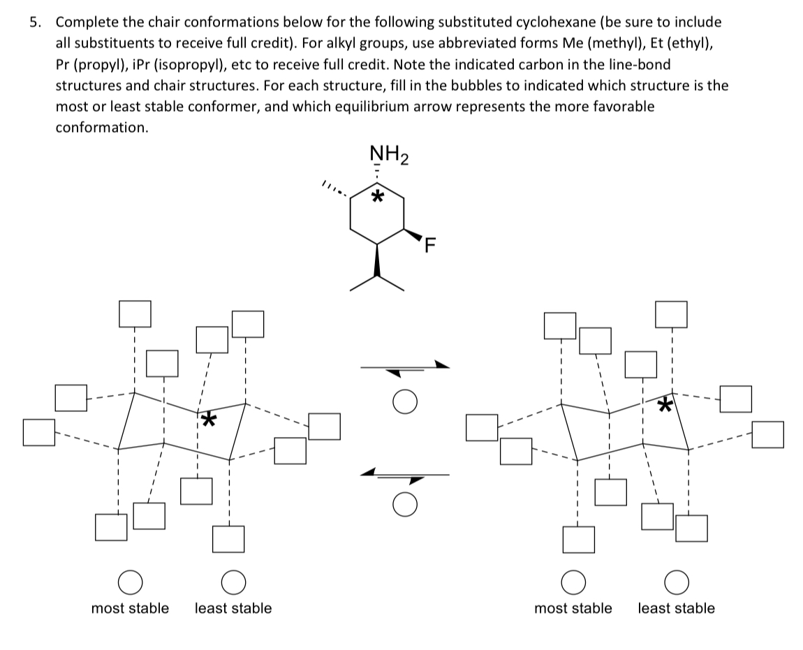 Solved 5. ﻿Complete the chair conformations below for the | Chegg.com