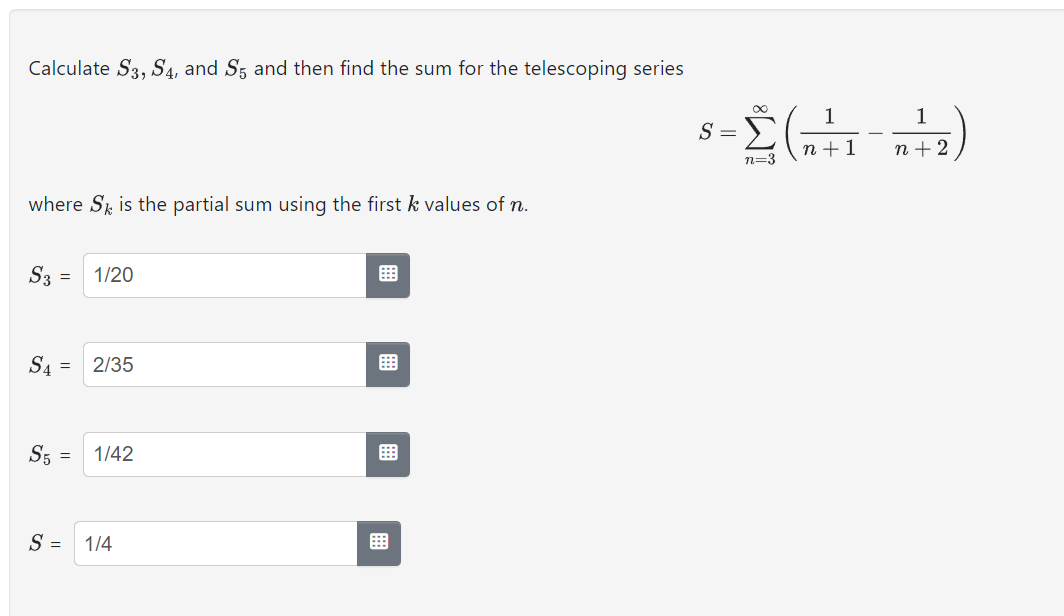 Solved Calculate S3,S4, ﻿and S5 ﻿and then find the sum for | Chegg.com