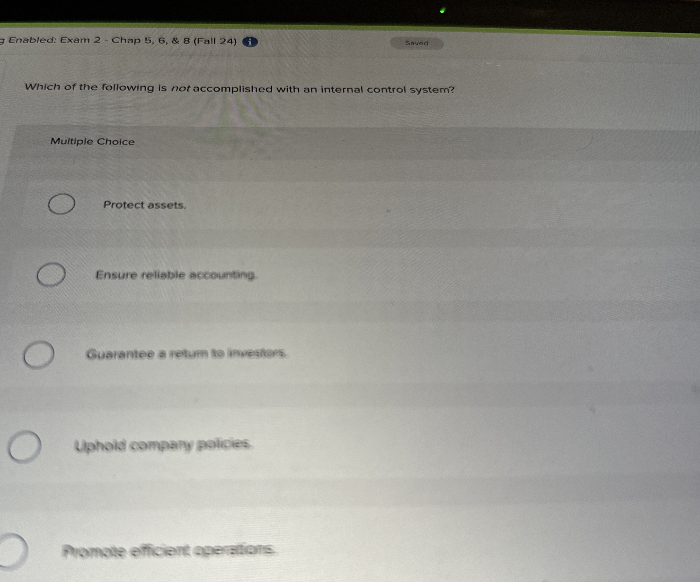 Solved 9 ﻿Enabled: Exam 2 - ﻿Chap 5, 6, ﻿& 8 (Fall 24)iWhich | Chegg.com