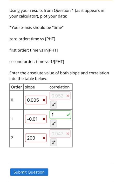 Using your results from Question 1 (as it appears in | Chegg.com