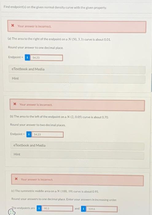 Solved Find endpoint(s) on the given normal density curve | Chegg.com