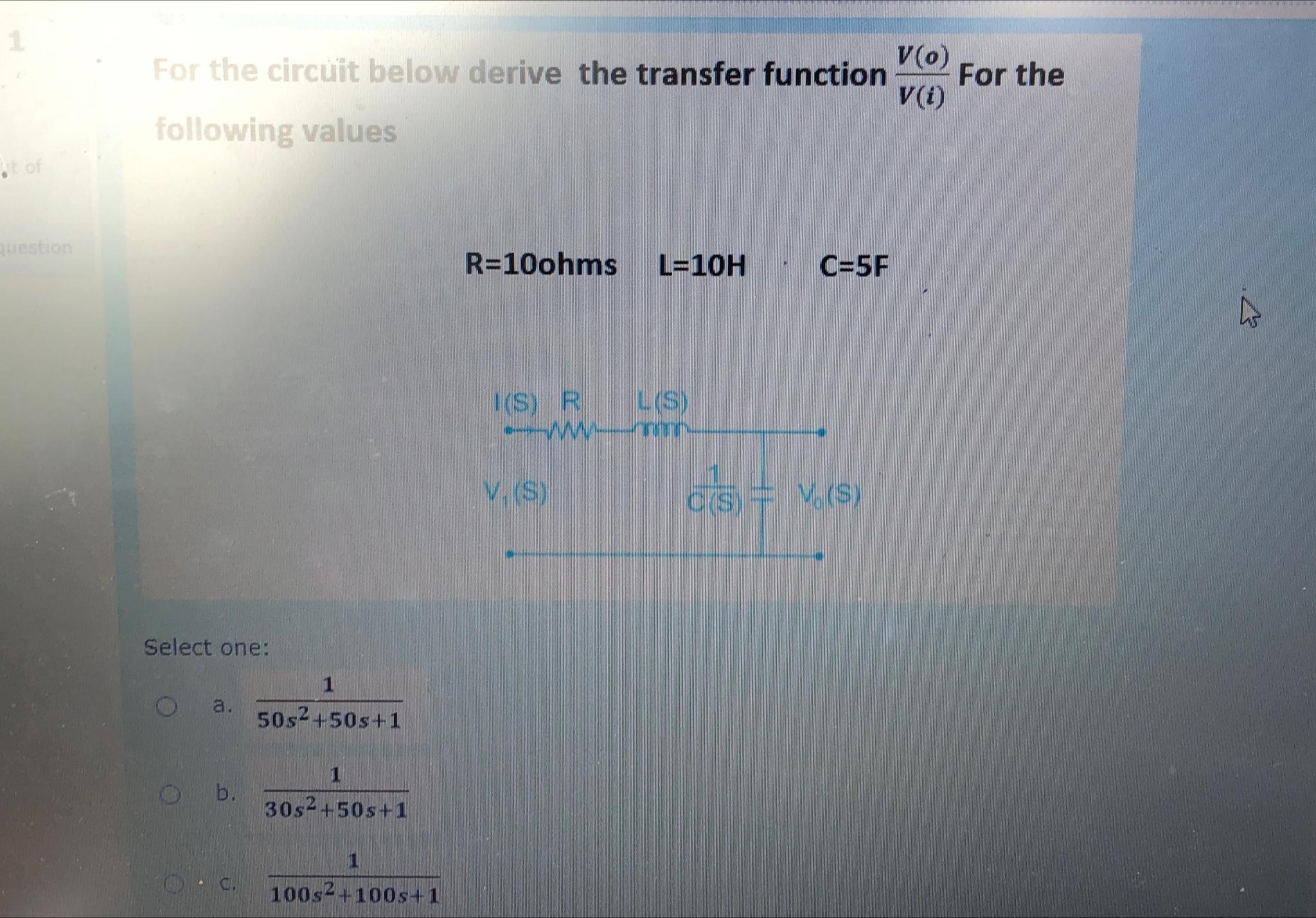 Solved For the circuit below derive the transfer function | Chegg.com