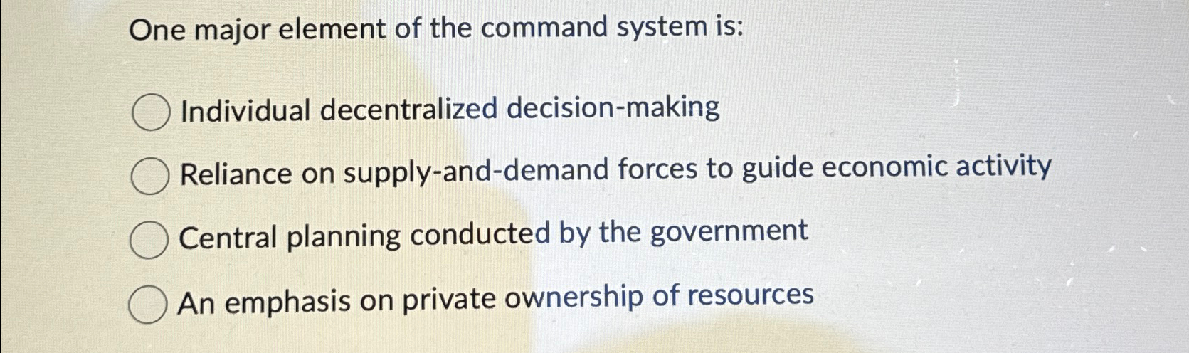 Solved One major element of the command system is:Individual | Chegg.com