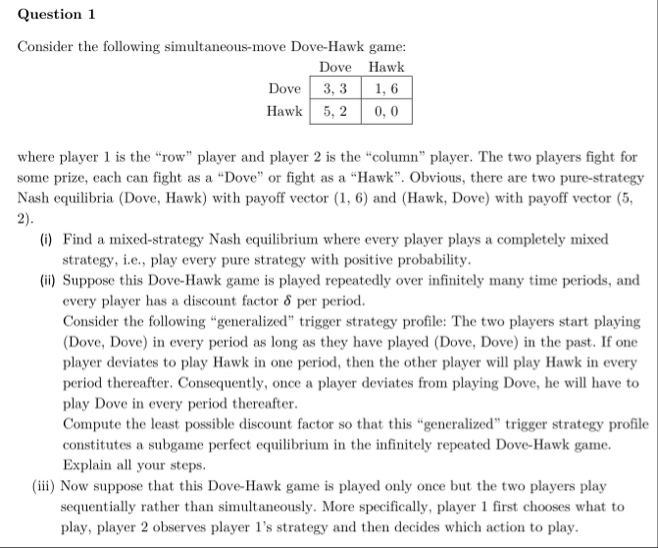 Solved Question 1Consider the following simultaneous-move | Chegg.com
