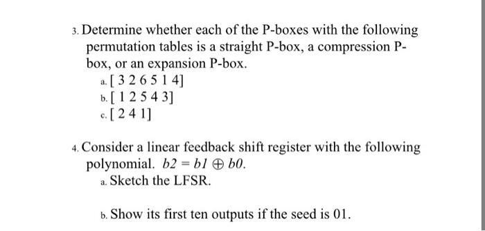 Solved 3. Determine whether each of the P-boxes with the | Chegg.com