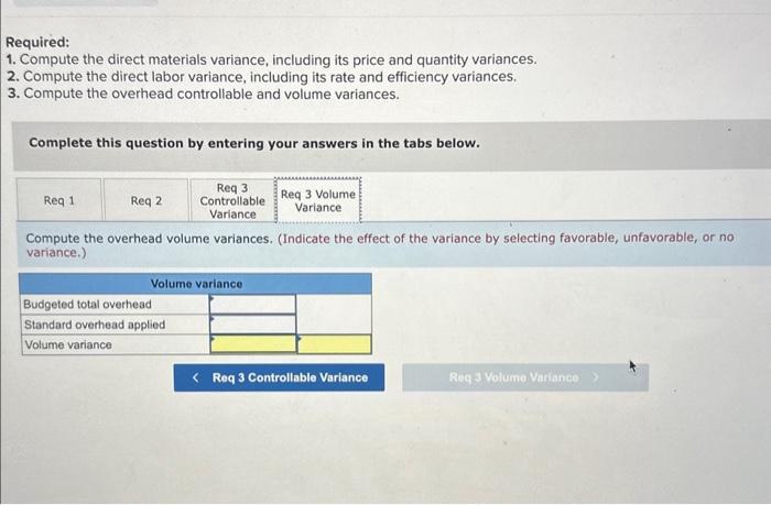 Solved Required: 1. Compute the direct materials variance, | Chegg.com