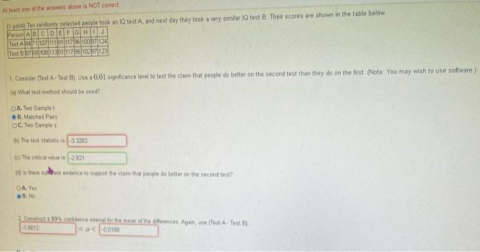 1. Consion (Test A. Test B) Use a 001 significance | Chegg.com