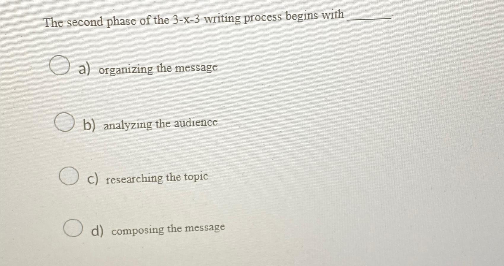Solved The second phase of the 3-x-3 ﻿writing process begins | Chegg.com