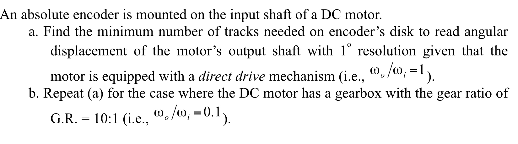 Solved An absolute encoder is mounted on the input shaft of | Chegg.com