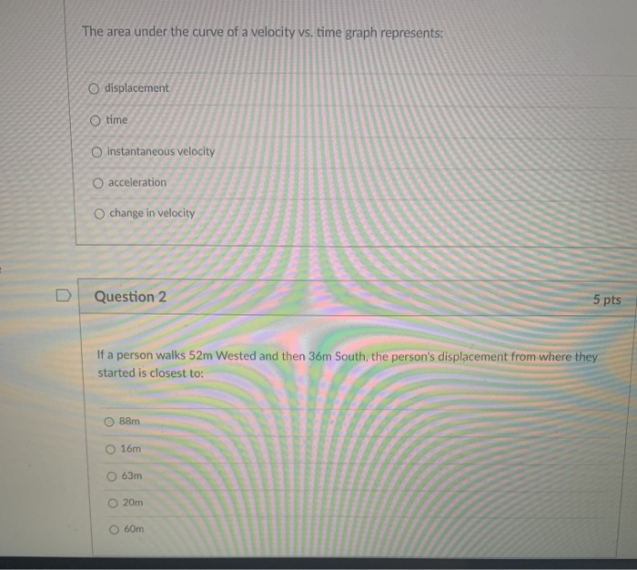 Solved The area under the curve of a velocity vs. time graph | Chegg.com