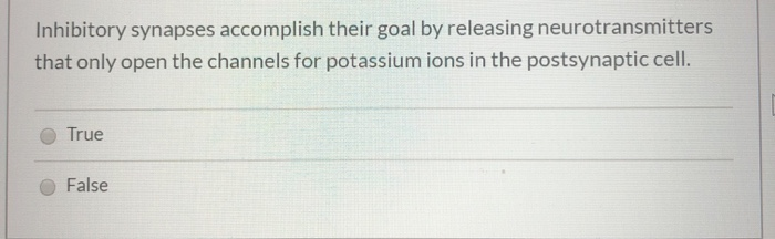 Solved Inhibitory synapses accomplish their goal by | Chegg.com