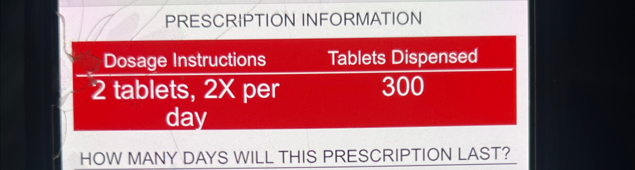 Solved PRESCRIPTION INFORMATION\table[[Dosage | Chegg.com