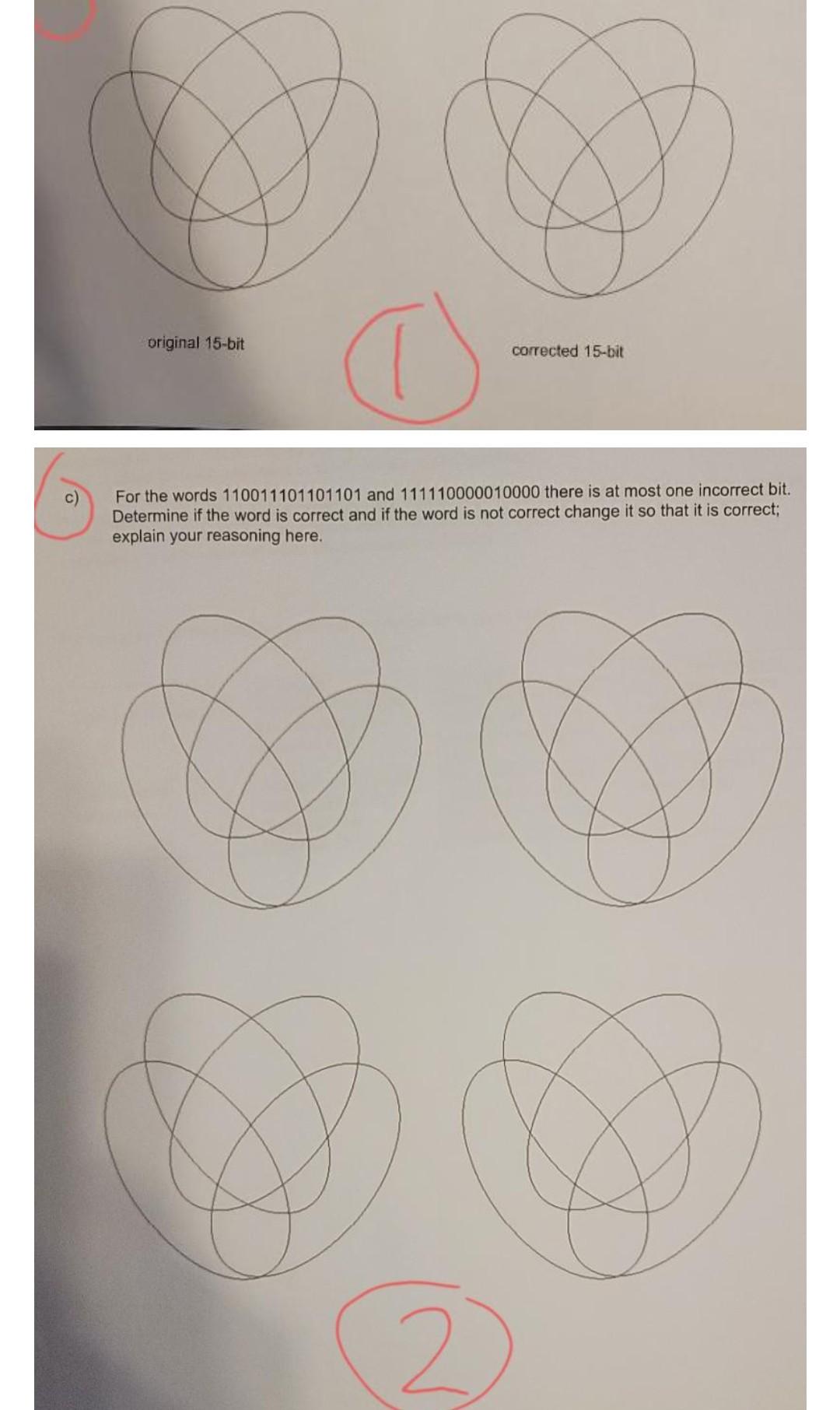 Solved (2) For 11-bit code words a four subset Venn Diagram | Chegg.com