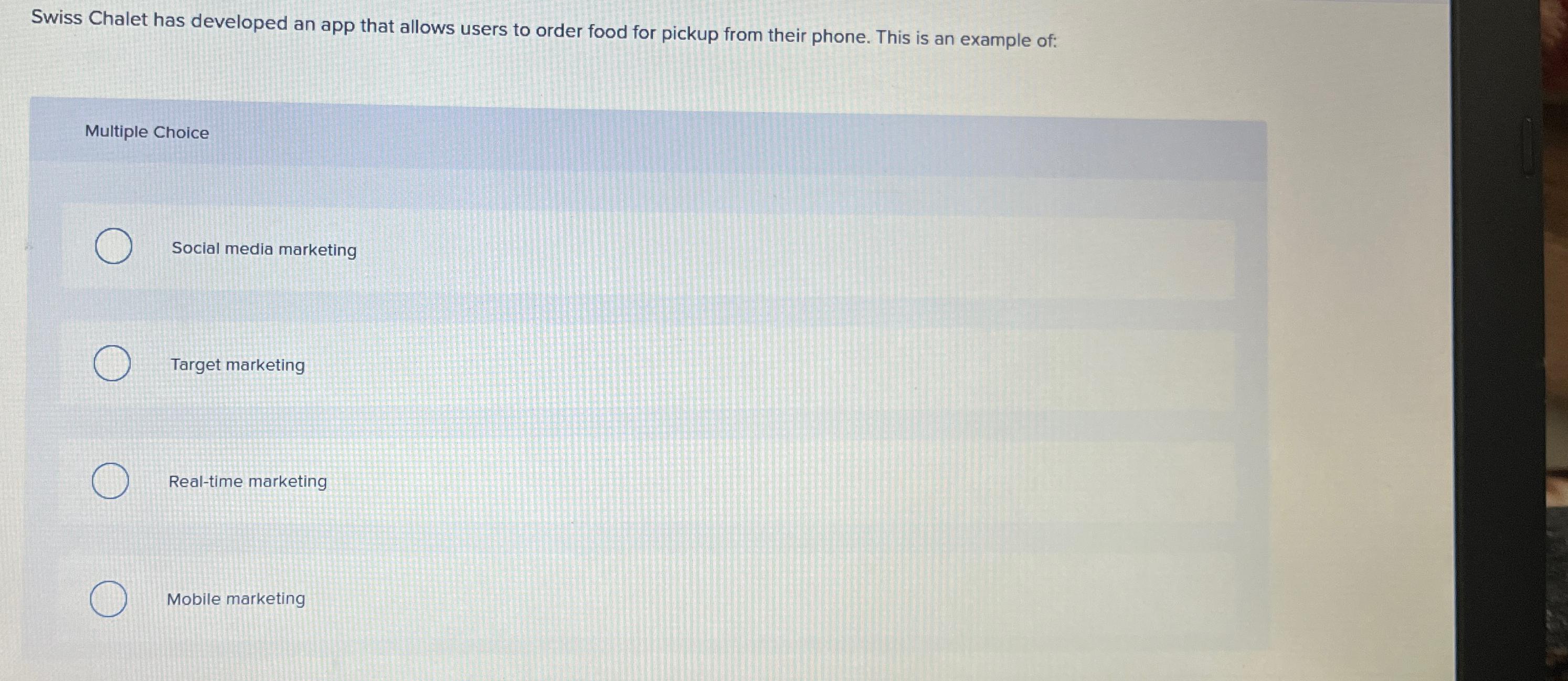 Solved Swiss Chalet has developed an app that allows users | Chegg.com