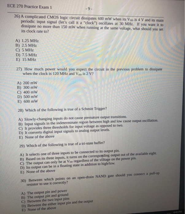 ECE 270 Practice Exam 1 26) A complicated CMOS logic | Chegg.com