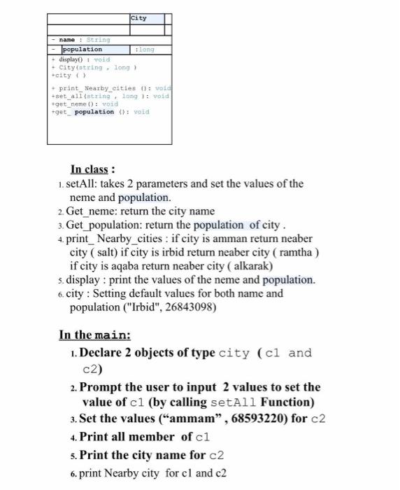 Solved City name string - population long + display : void | Chegg.com