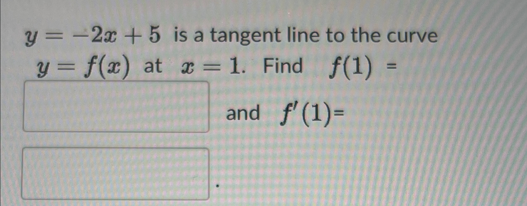 Solved y=-2x+5 ﻿is a tangent line to the curve y=f(x) ﻿at | Chegg.com