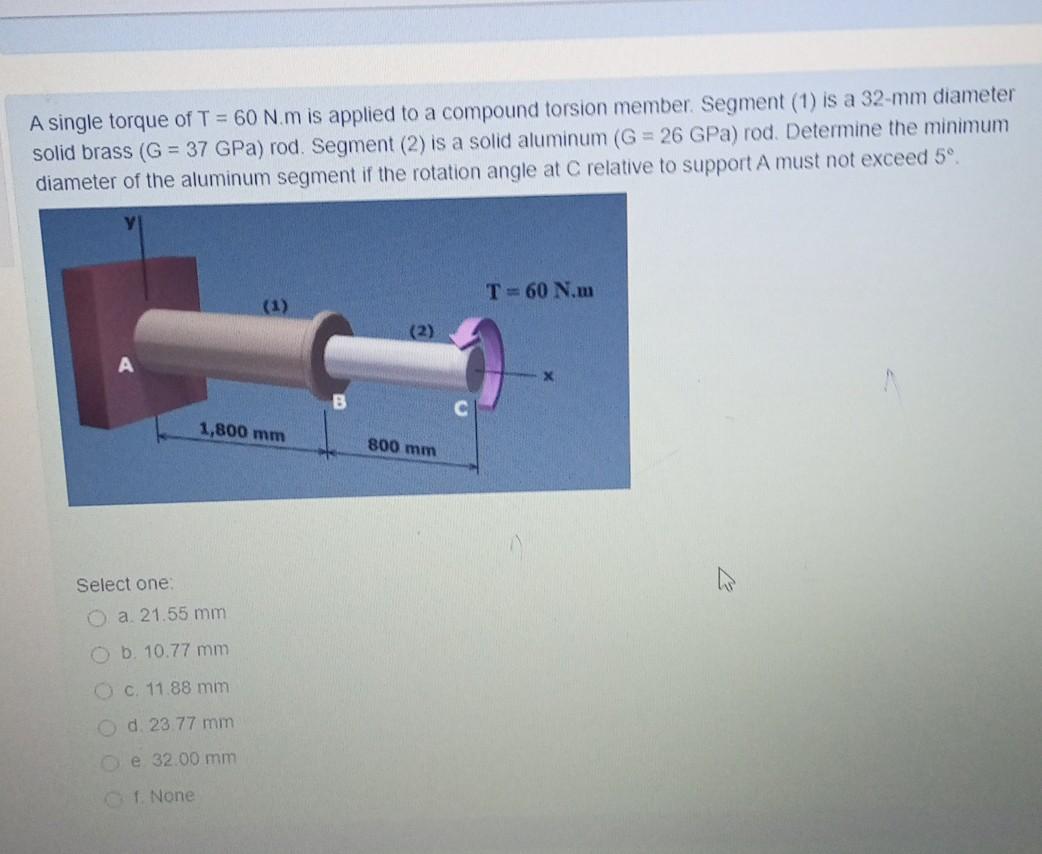 Solved A single torque of T = 60 Nm is applied to a compound | Chegg.com