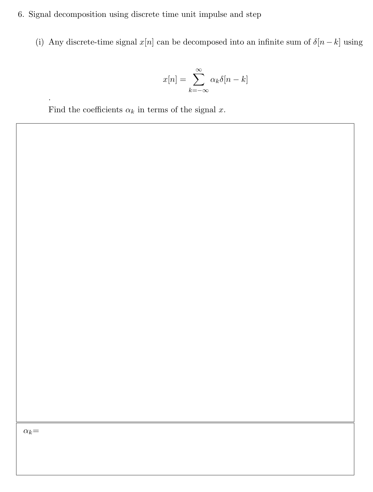 Solved Signal decomposition using discrete time unit impulse | Chegg.com