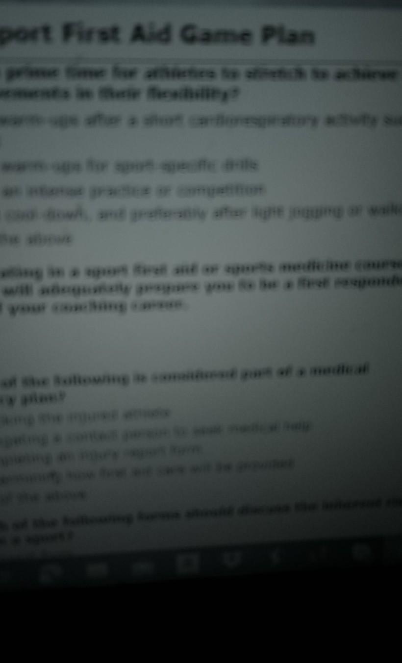 Solved port First Aid Game Plan J SPORT FIRST AID Init 2: | Chegg.com