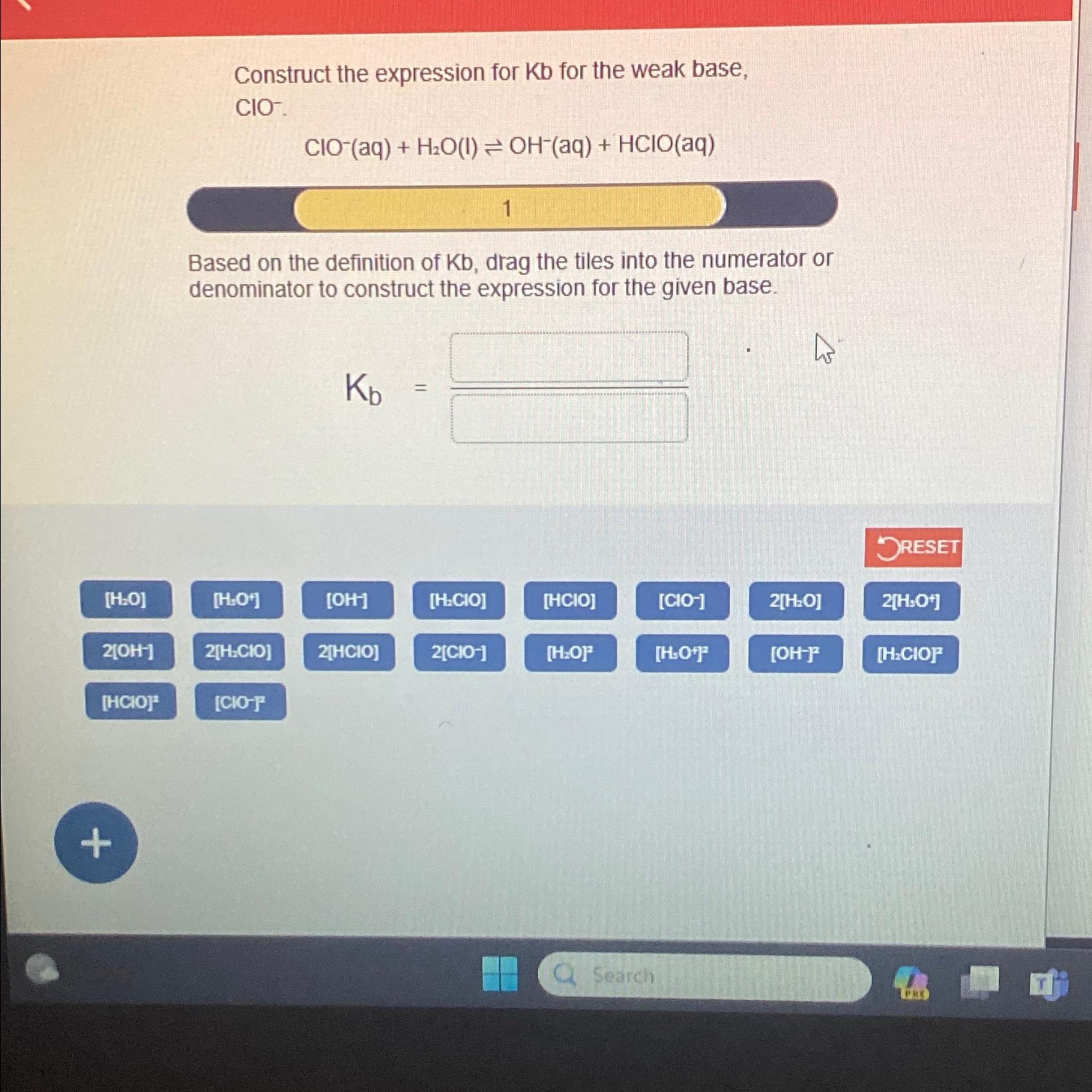 Solved Construct the expression for Kb ﻿for the weak base, | Chegg.com