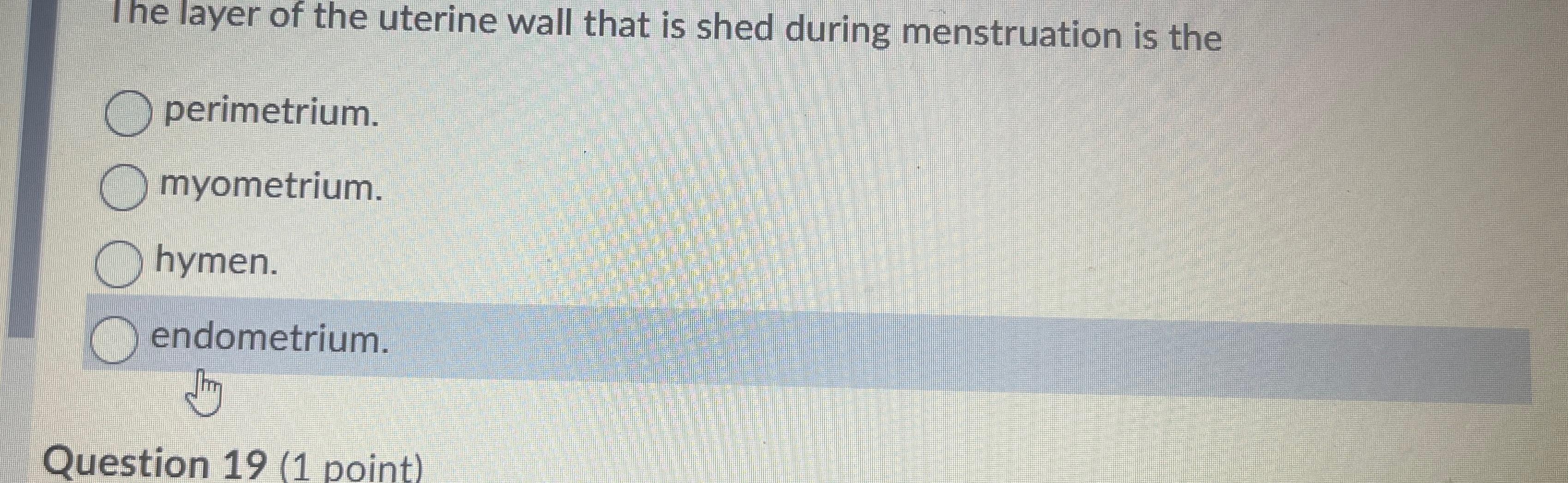 The layer of the uterine wall that is shed during | Chegg.com