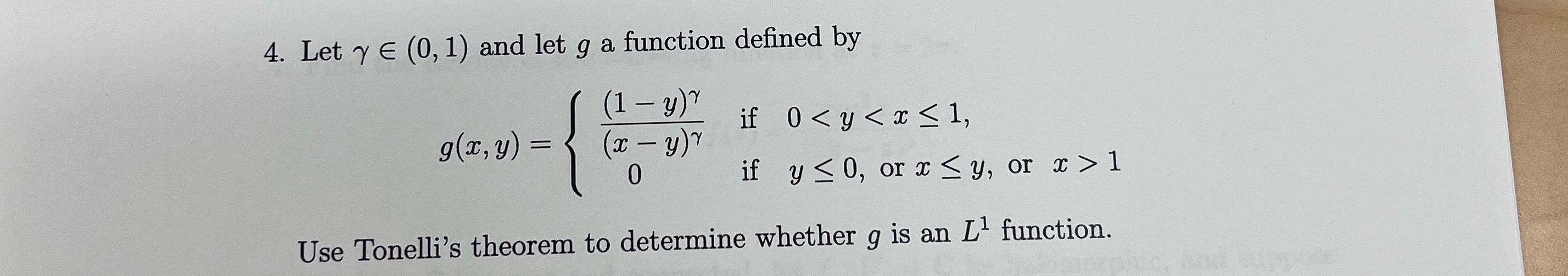 Solved Let γin(0,1) ﻿and let g ﻿a function defined | Chegg.com