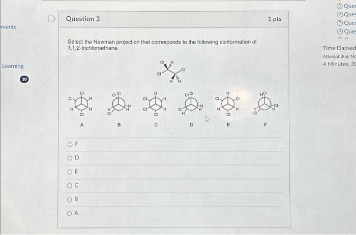 Solved Select the Newman projection that corresponds to the | Chegg.com