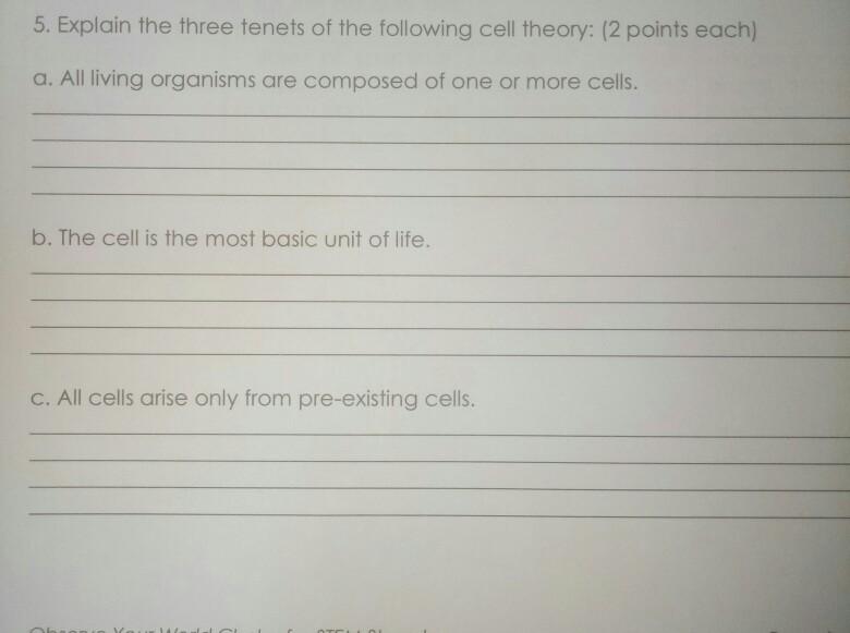 Solved 5. Explain the three tenets of the following cell | Chegg.com