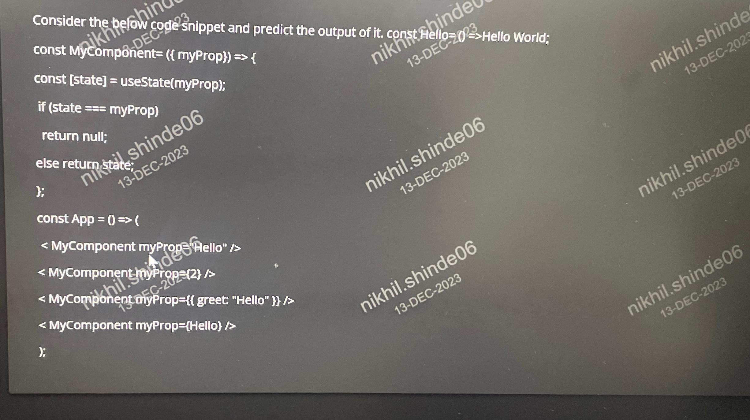 Solved const Mycompônent myProp | Chegg.com