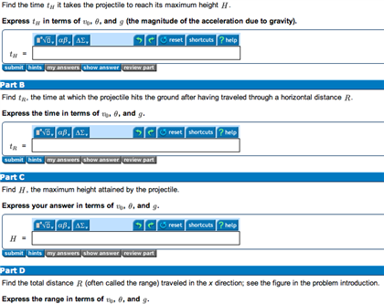 Solved A projectile is fired from ground level at time t = | Chegg.com