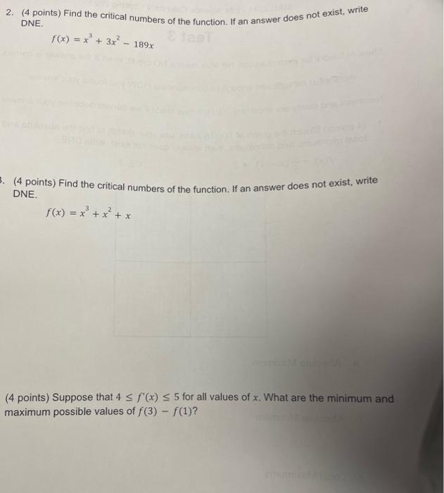 Solved 2. (4 points) Find the critical numbers of the | Chegg.com