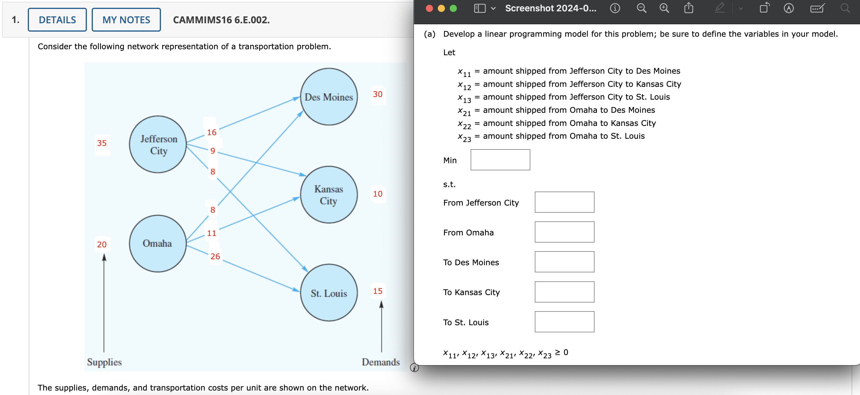Solved Consider the following network representation of a | Chegg.com