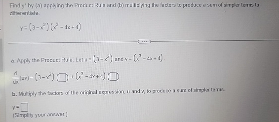 Solved Find y' ﻿by (a) ﻿applying the Product Rule and (b) | Chegg.com
