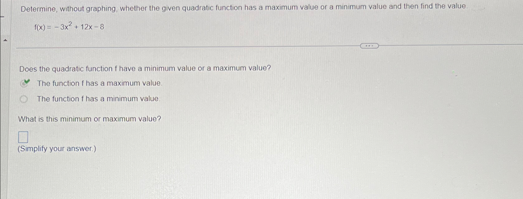 Solved Determine, without graphing, whether the given | Chegg.com