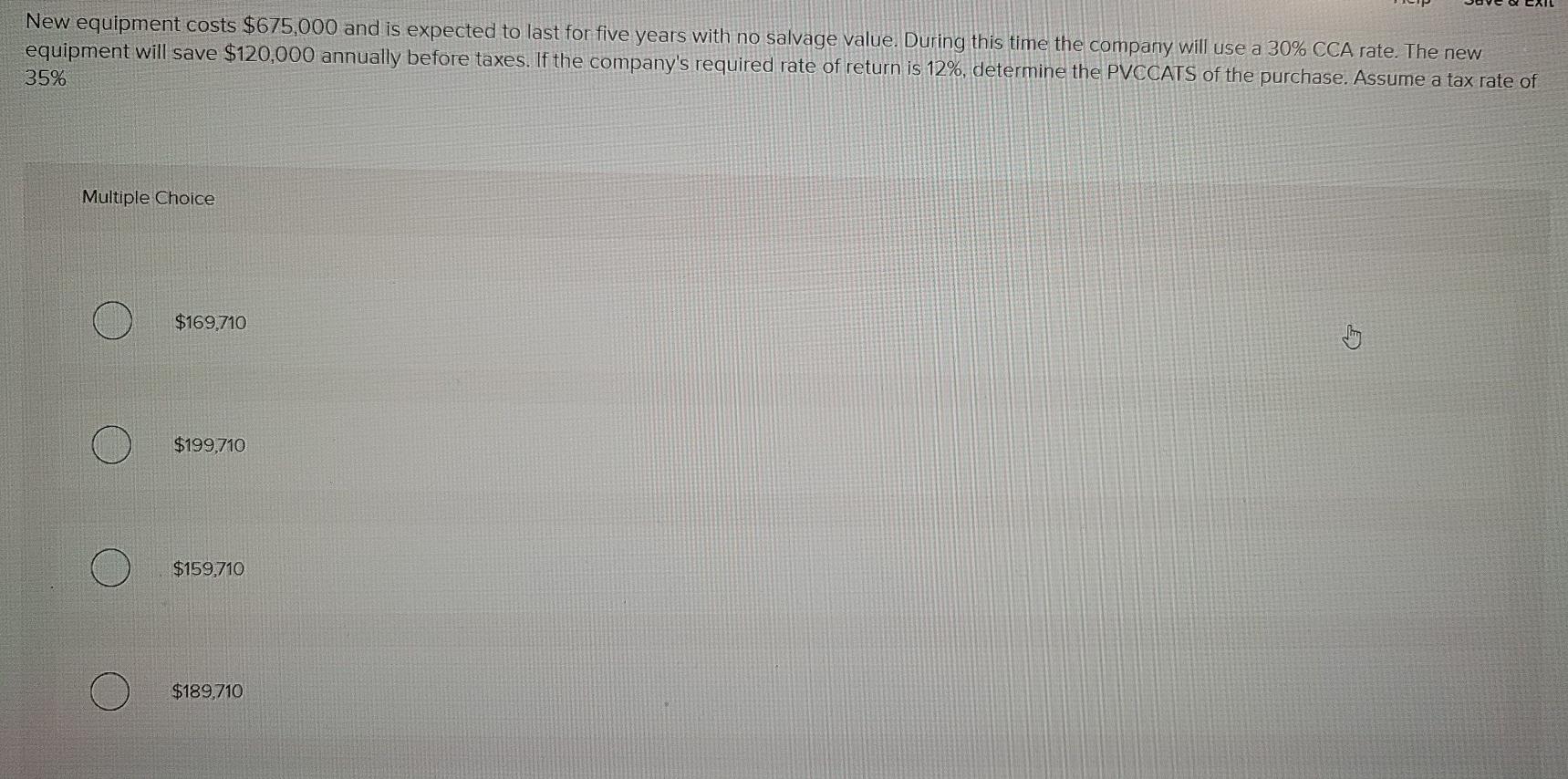 Solved New equipment costs $675,000 and is expected to last | Chegg.com