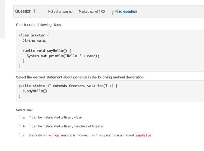 Solved Consider the following class: class Greeter \{ String | Chegg.com