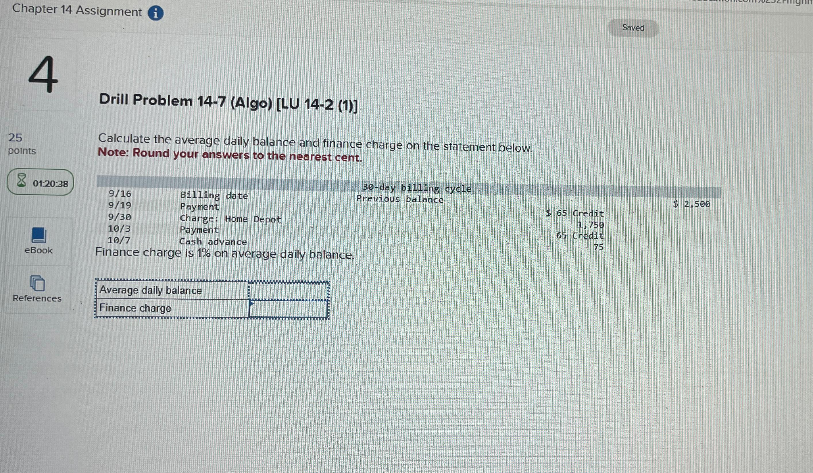Solved Chapter 14 ﻿Assignment iDrill Problem 14-7 (Algo) [LU | Chegg.com