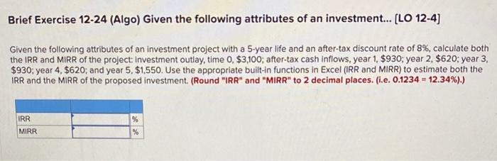 Solved Brief Exercise 12-24 (Algo) Given the following | Chegg.com