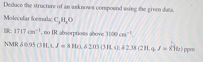 Solved Deduce the structure of an unknown compound using the | Chegg.com