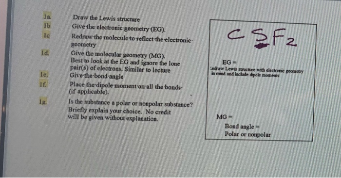 Solved CSF Draw the Lewis structure Give the electronic | Chegg.com
