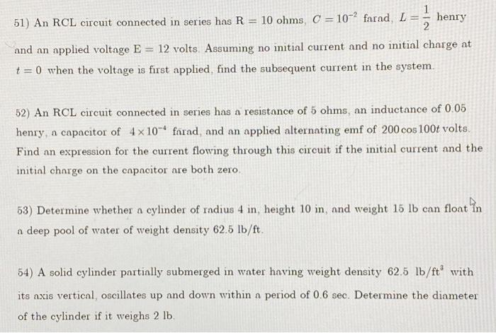 Solved 51) An RCL circuit connected in series has R = 10 | Chegg.com