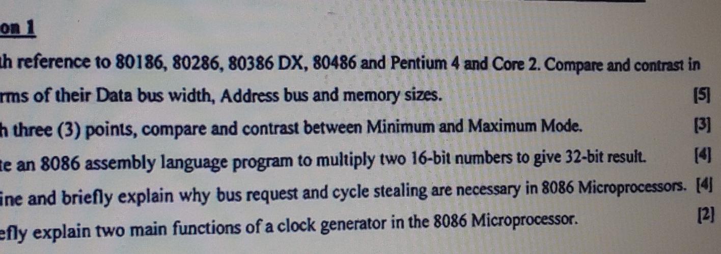 Solved on 1 ah reference to 80186, 80286, 80386 DX, 80486 | Chegg.com