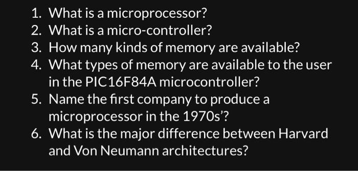 Solved 1. What is a microprocessor? 2. What is a | Chegg.com