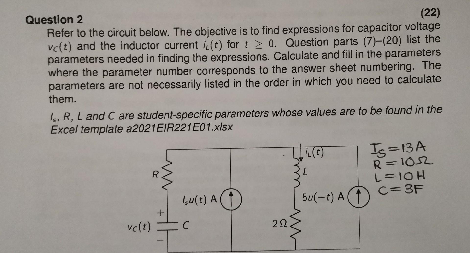 Solved Question 2 (22) Refer to the circuit below. The | Chegg.com ...