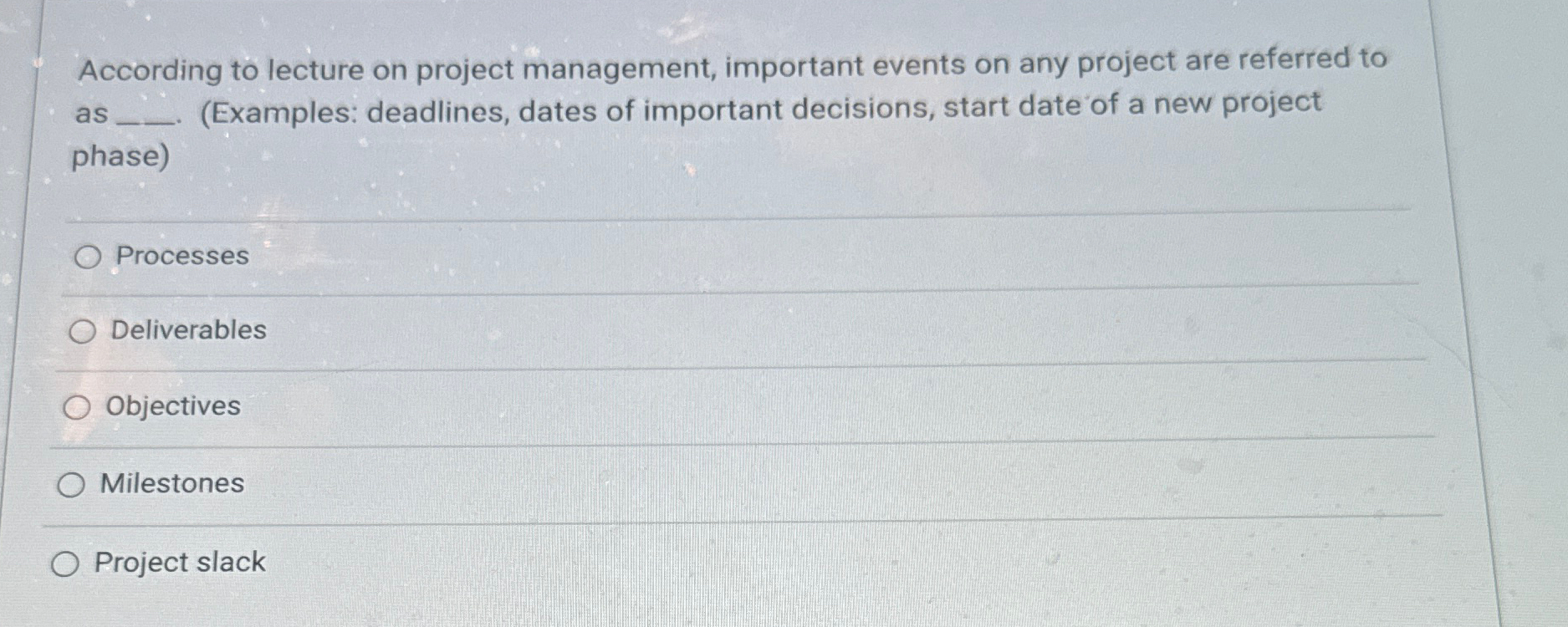 Solved According to lecture on project management, important | Chegg.com