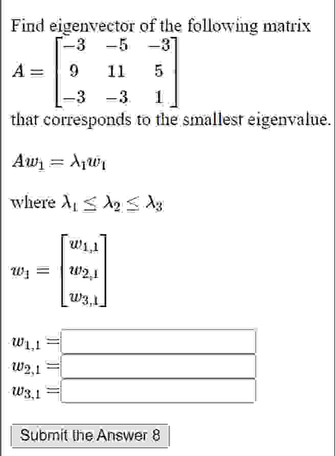 Solved Find eigenvector of the following | Chegg.com