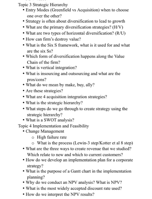 Topic 3 Strategic Hierarchy Entry Modes (Greenfield | Chegg.com